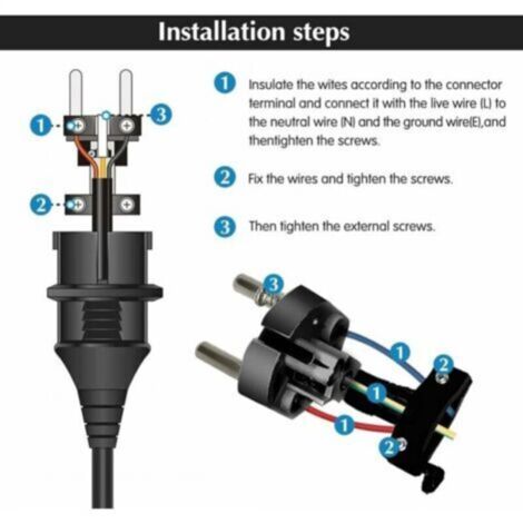 Set of male and female rubber plugs, 250V 16A, IP44 European waterproof ...