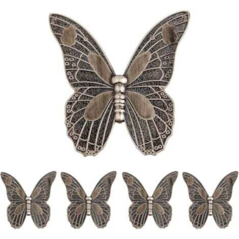 Set of 5 antique door handles, vintage butterfly-shaped furniture ...