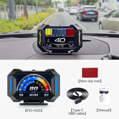 Car HUD instrument, accelerometer, inclinometer, on-board diagnostic ...