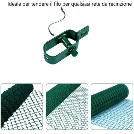 Green 8-piece plastic-coated wire tensioner kit for fencing, mesh ...
