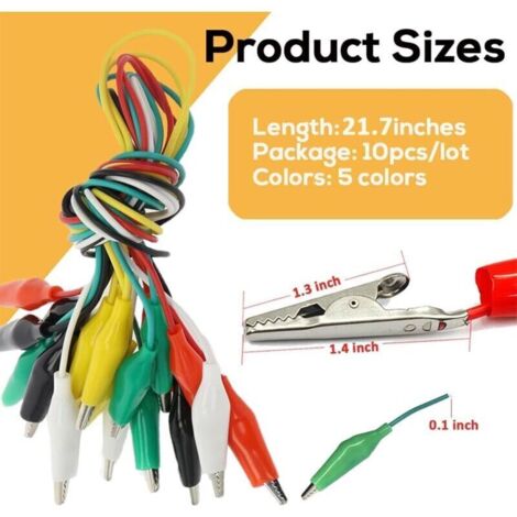 crocodile clips, test leads, double-ended crocodile wire cable with ...