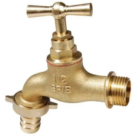 Brushed brass garden tap - Lever handle - 15x21 - 20x27 nozzle connection