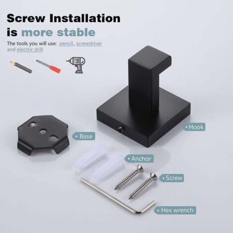 Square wall hook for bathrobes, set of 2, coats, bathroom, kitchen ...
