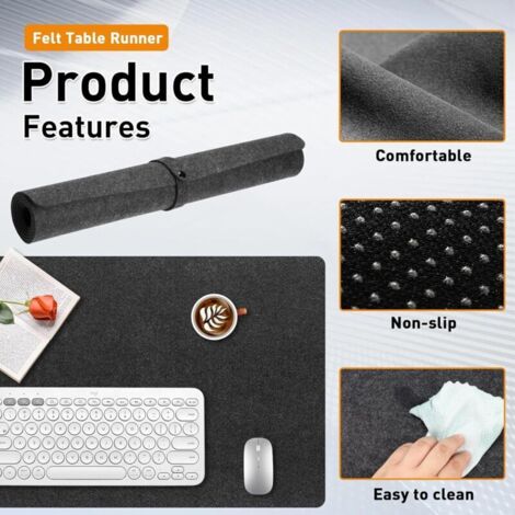 Felt desk mat - 100 x 50 cm - Large mouse pad - Non-slip - For office ...