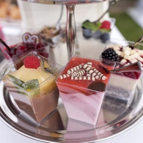 50 Reusable Plastic Dessert Cups, Durable Dessert Cups with Spoons ...