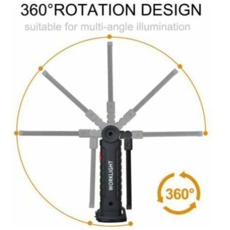 2 x Rechargeable LED COB Work Light, Workshop Light, Flashlight, LED Work Light with Magnetic ...