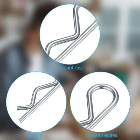 100 Pieces Retaining Pins, R Clips Split Pins, Assortment of Spring ...
