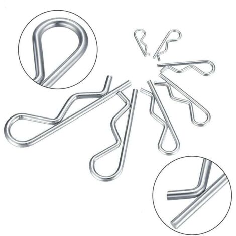 100 Pieces Retaining Pins, R Clips Split Pins, Assortment of Spring ...