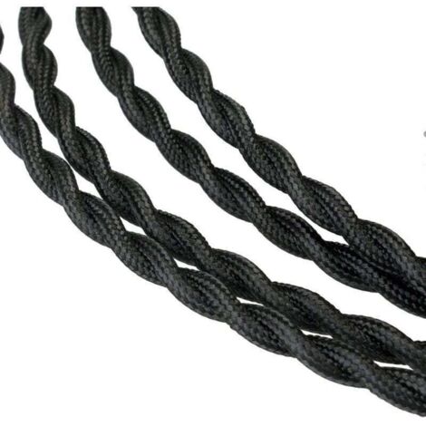 10M Textile Electrical Cable, Retro Twisted Braided Hemp Rope Cable 2x0 ...