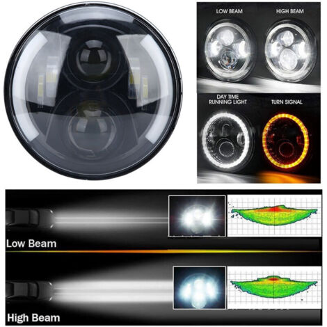 150W 7-inch round LED headlight with halo for Wrangler, motorcycle, etc.