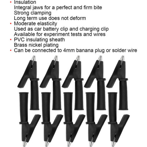 10 Pcs Alligator Clips for Test Leads, PVC Insulated Brass Safety ...
