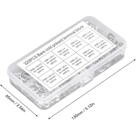 320-Piece Ring Fork Connector Kit, Uninsulated Wire Lugs, Battery Cable ...