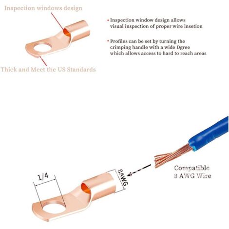 80 Pieces Red Copper Battery Cable End Ring Crimp Terminal Wire Lug ...