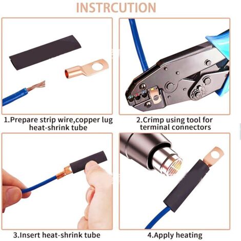 80 Pieces Red Copper Battery Cable End Ring Crimp Terminal Wire Lug ...