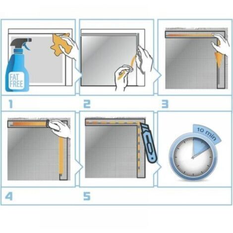 Window mosquito net 150 x 200 cm, nylon insect-proof mesh with adhesive ...
