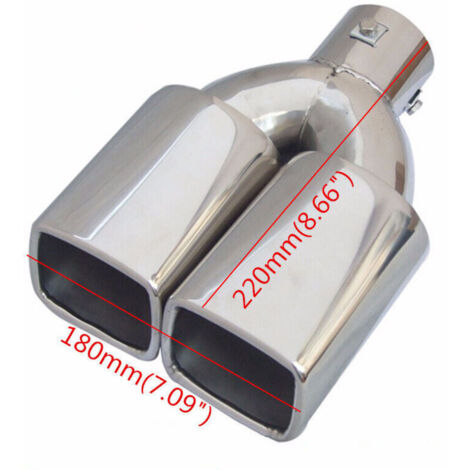 Car exhaust muffler tip, 1 piece, double square pipe, chrome-plated ...