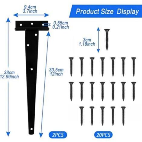 Heavy Duty Door Hinge 2 Pcs, 12 Inch T-Hinges, Heavy Duty Garage Door ...