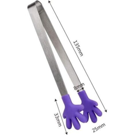 5pcs mini stainless steel ice tongs with silicone non-slip handle for ...