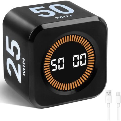 Visual Timer, Rotating Pomodoro Timer, 5/10/25/50 Minutes and Custom ...