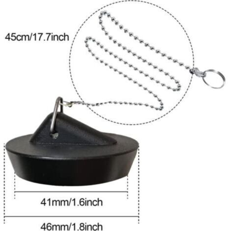 Pieces Rubber Sink Stopper with Ball Chain, Universal Stainless Steel ...