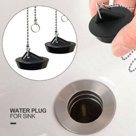 Pieces Rubber Sink Stopper with Ball Chain, Universal Stainless Steel ...