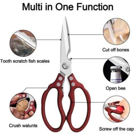 Kitchen Scissors, Multifunctional Stainless Steel Kitchen Scissors ...