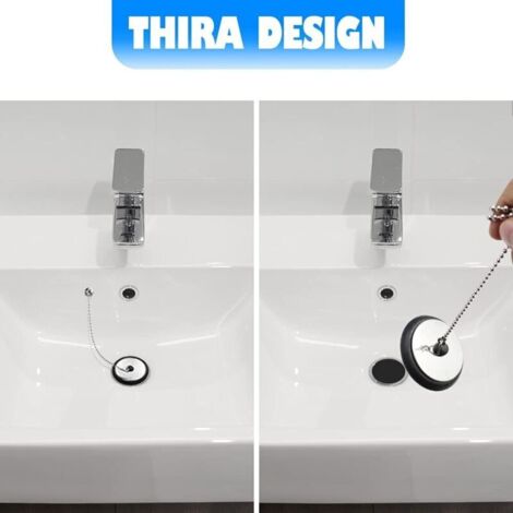 3-Piece Rubber Sink Stopper with Ball Chain, 40mm/43mm/50mm Kitchen and ...