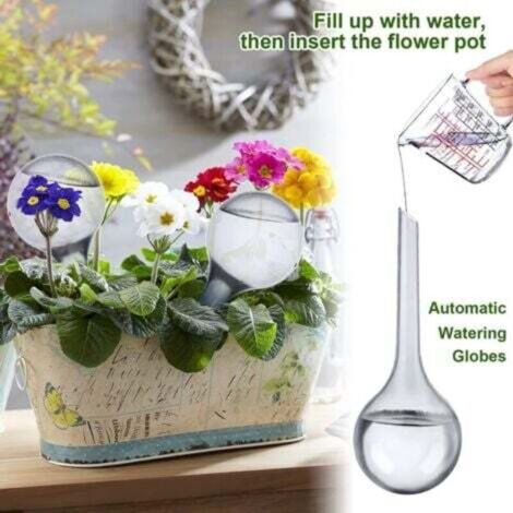 Set of 4 Small Globes - Transparent Plastic Automatic Watering Ball ...