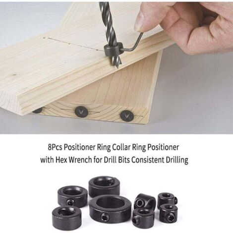 Drill accessory: Drill depth stop, 8 pieces, depth stop collars ...