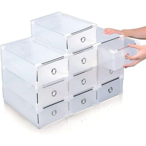 10X Shoe Boxes, Shoe Storage, Stackable Shoe Racks with Clear Plastic Lids