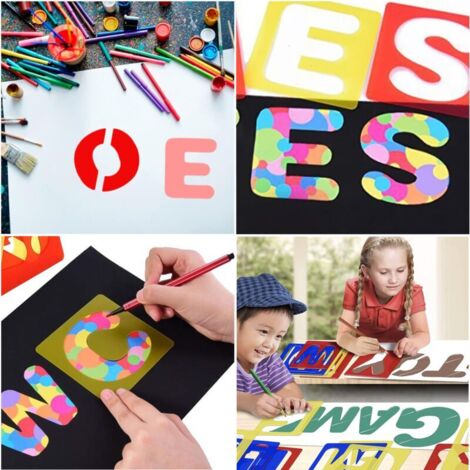 26-piece letter stencil set, reusable art alphabet stencils for wood ...