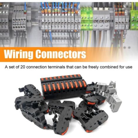20-piece DIN Rail Electrical Terminal Block, Electrical Domino, Crimp ...