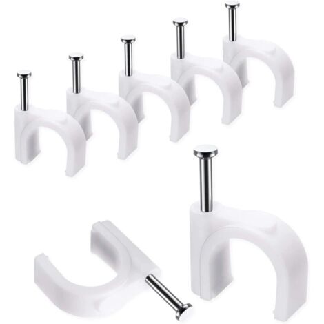 Pack of 100 sturdy and durable white round cable clips - 10 mm, Cable ...