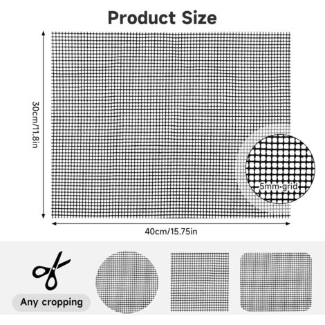 4-Piece BBQ Cooking Mat Set, 40×30 cm, Reusable and Heat-Resistant BBQ ...