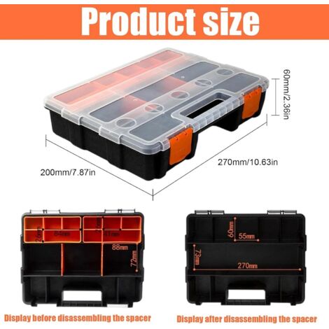 Screw storage box, empty screw case with 21 compartments, portable ...