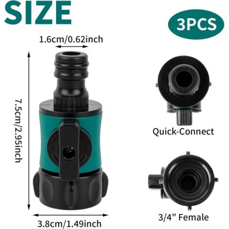 Set of 3 Quick Connect Tap Connectors with Regulating Valve - Tap ...