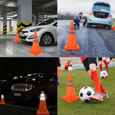 Foldable traffic cone with LED light, versatile with reflective circles ...