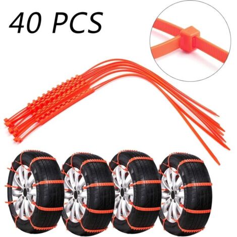 40-Piece Universal Adjustable Snow Chains for Cars, Easy to Carry and ...