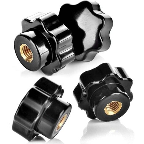 M6 Star-shaped knobs, knurled knob with female thread, black plastic ...