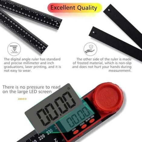 2-in-1 Digital Angle Protractor, LCD Digital Angle Measurer 11.8-inch ...