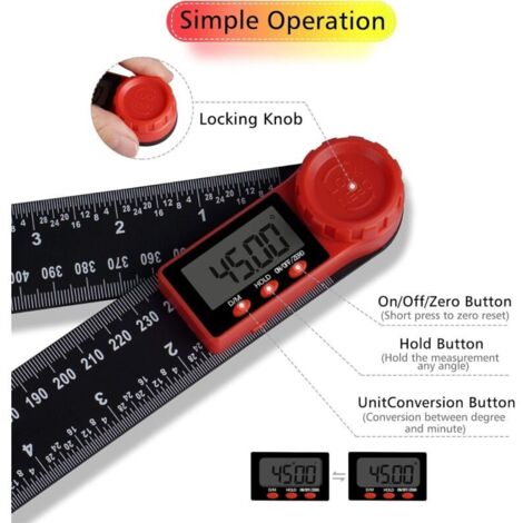 2-in-1 Digital Angle Protractor, LCD Digital Angle Measurer 11.8-inch ...