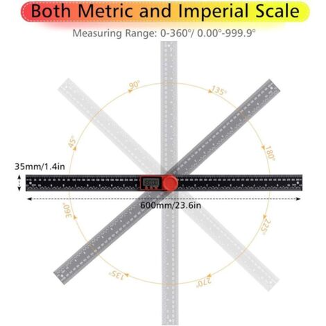 2-in-1 Digital Angle Protractor, LCD Digital Angle Measurer 11.8-inch ...