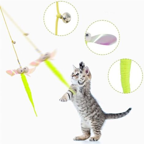 Cat Toy Hanging Over the Door 2m Simulation Feather Toys, 3-Piece ...