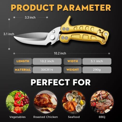 Detachable Poultry Shears, Shark Tooth Kitchen Scissors, Professional ...