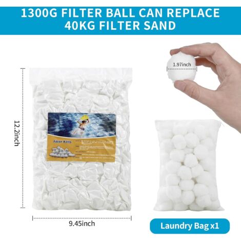Reusable 1300g filter balls with mesh, replace 45kg of sand. Practical ...