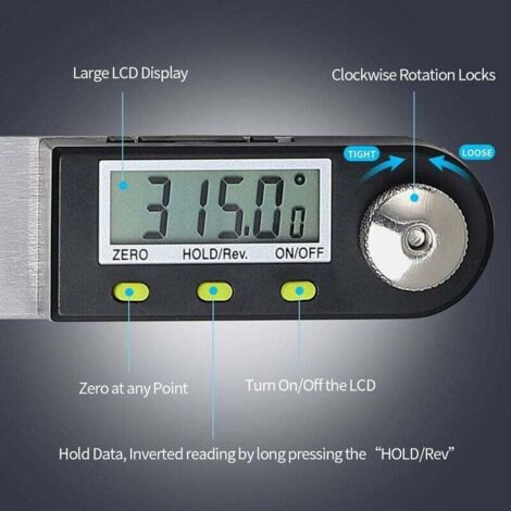 Digital Angle Finder 0-360° Digital Inclinometer Stainless Steel Angle ...