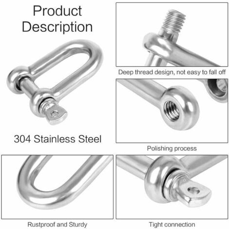 12 Pcs Stainless Steel D Shackles for Mountaineering/Hiking/Anchor ...