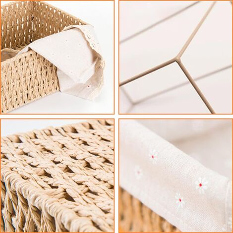 Set of 3 Woven Storage Baskets with Lid and Lining – Stackable ...