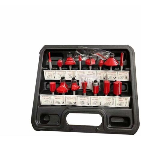 6.35mm router bits. Set of 15 straight grooving bits, wood cutter set ...