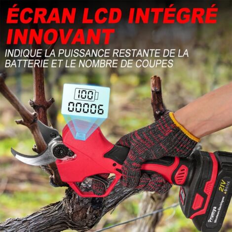 50mm Cordless Electric Pruner, Garden Pruner with 2 Batteries and LCD ...